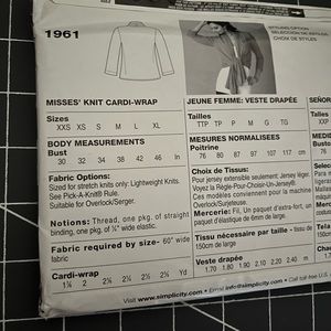 Simplicity | Sweaters | Simplicity Knit Cardigan Wrap Sewing Pattern ...